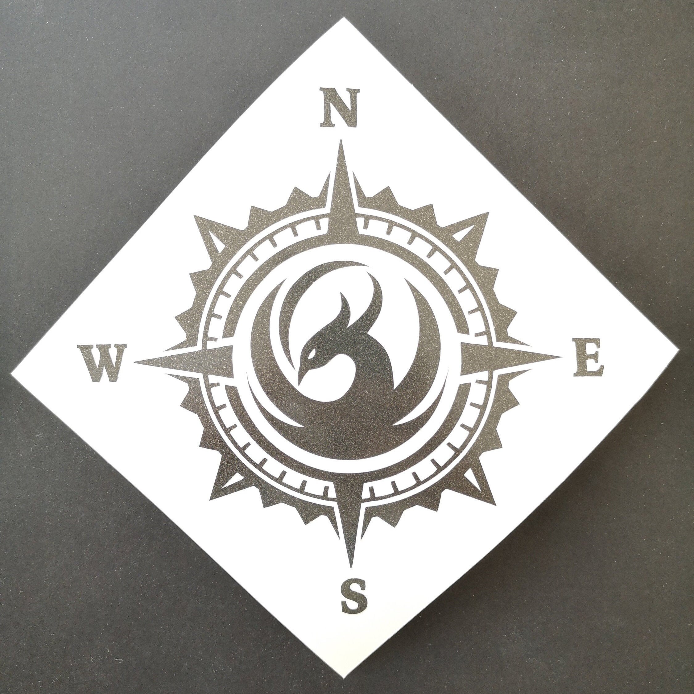 Phoenix Fire Bird Compass Vinyl Decal Sticker, Phoenix Decal, Compass ...