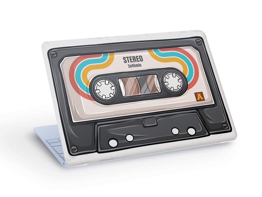 MUSIC Cassette Tape LAPTOP SKIN Decal Sticker, Retro Cassette Tape ...