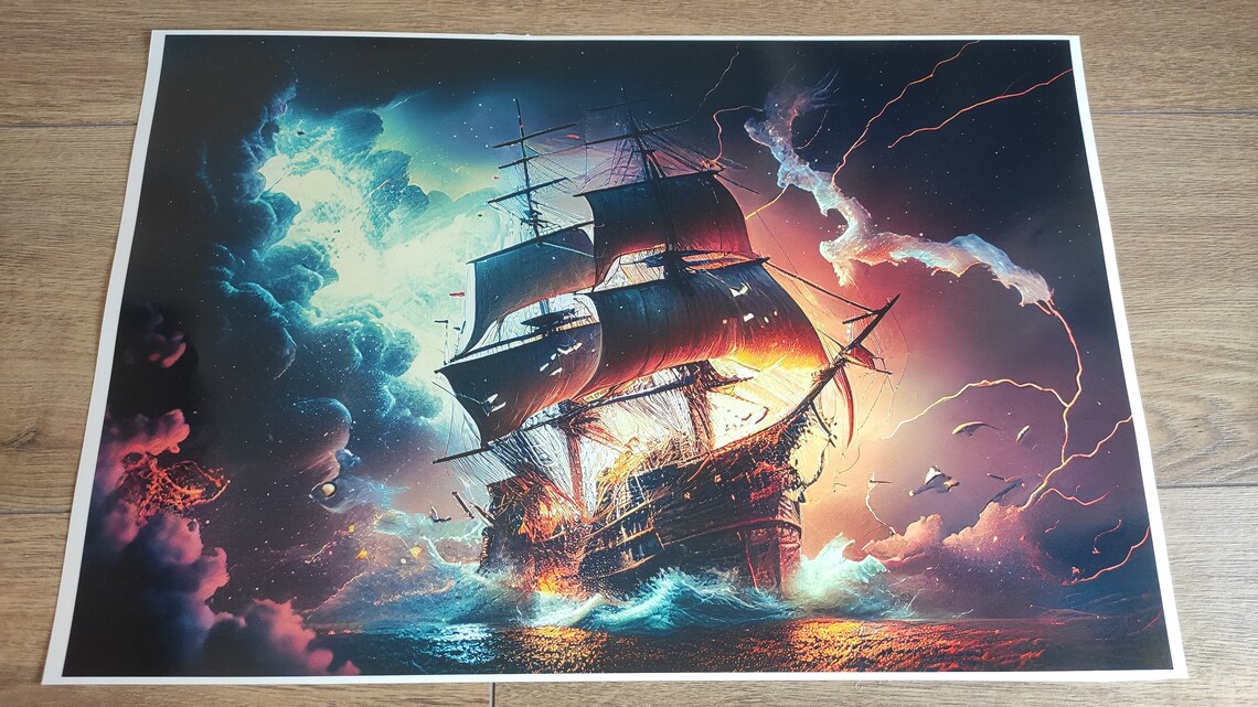 PIRATE SHIP LAPTOP Skin Decal Sticker, Pirate Ship in Storm Laptop Skin ...