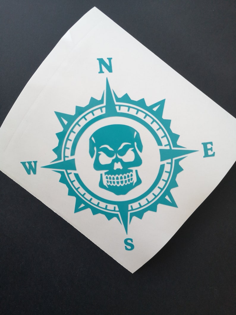 Skull Compass Vinyl Decal Sticker Compass Rose Skull Decal | Etsy