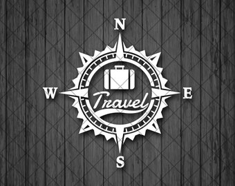 Vintage Suitcase Compass Sticker | Travel Kiss-cut Sticker - Etsy