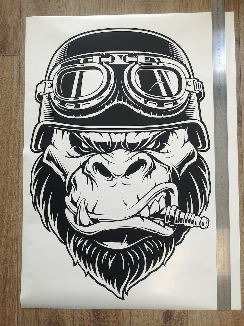 Angry Gorilla Biker Vinyl Decal Sticker, SUV Trucks Cars Vinyl Decal ...