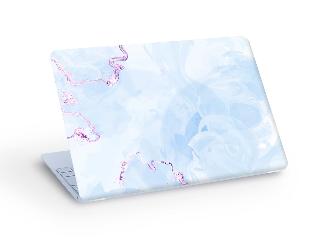 Blue Watercolor LAPTOP SKIN DESIGN Decal Sticker, Blue Marble Ink ...
