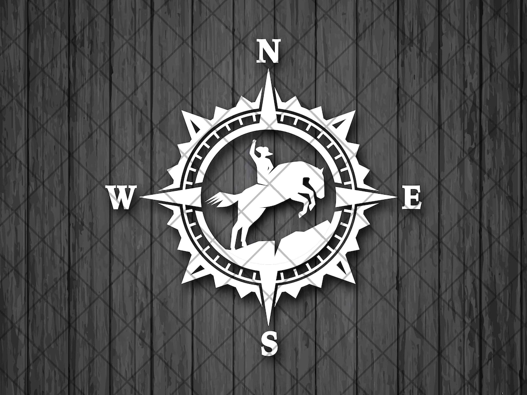 COWBOY RODEO Compass Vinyl Decal Sticker, Compass Rose, Truck Decal ...