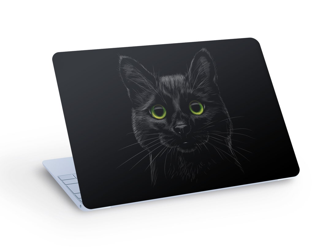 Black CAT LAPTOP SKIN Decal Sticker, Cat Laptop Skin Decal - Custom ...