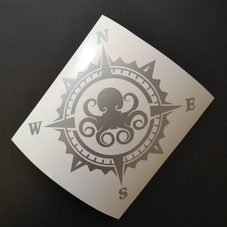 Octopus Compass Vinyl Decal Sticker Compass Rose Sailor | Etsy