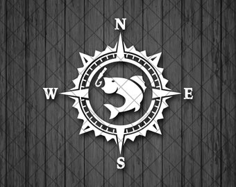 Ship Compass Vinyl Decal Sticker, Compass Rose, Ship Captain Decal ...