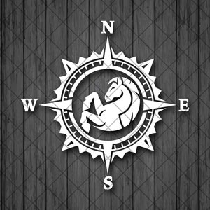 Wild Horse Compass Vinyl Decal Sticker, Compass Rose, Horse Car Decal ...