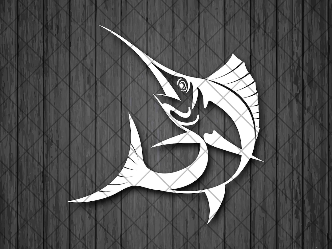 Marlin Swordfish Fish Vinyl Decal Sticker, Windows, Laptops Decals ...