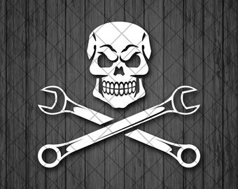 Classic Skull With Crossed Wrenches Vinyl Decal Sticker - Etsy