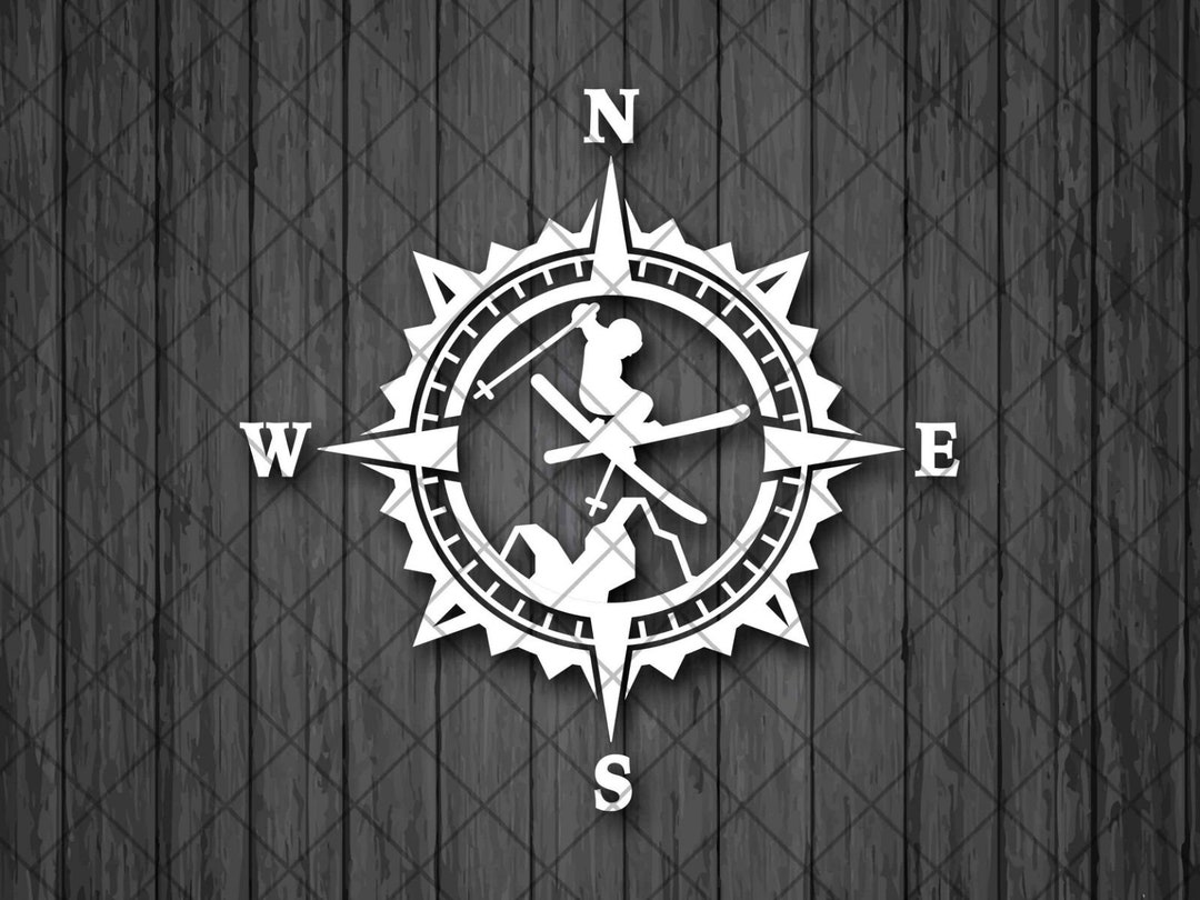 Free Ride SKI Compass Vinyl Decal Sticker, Ski Decal, Compass Rose ...