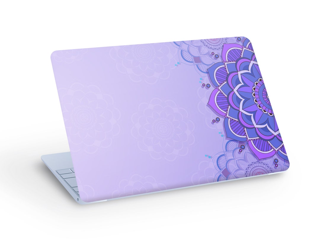 Colored MANDALA LAPTOP SKIN Decal Sticker, Purple Mandala Flower Laptop ...