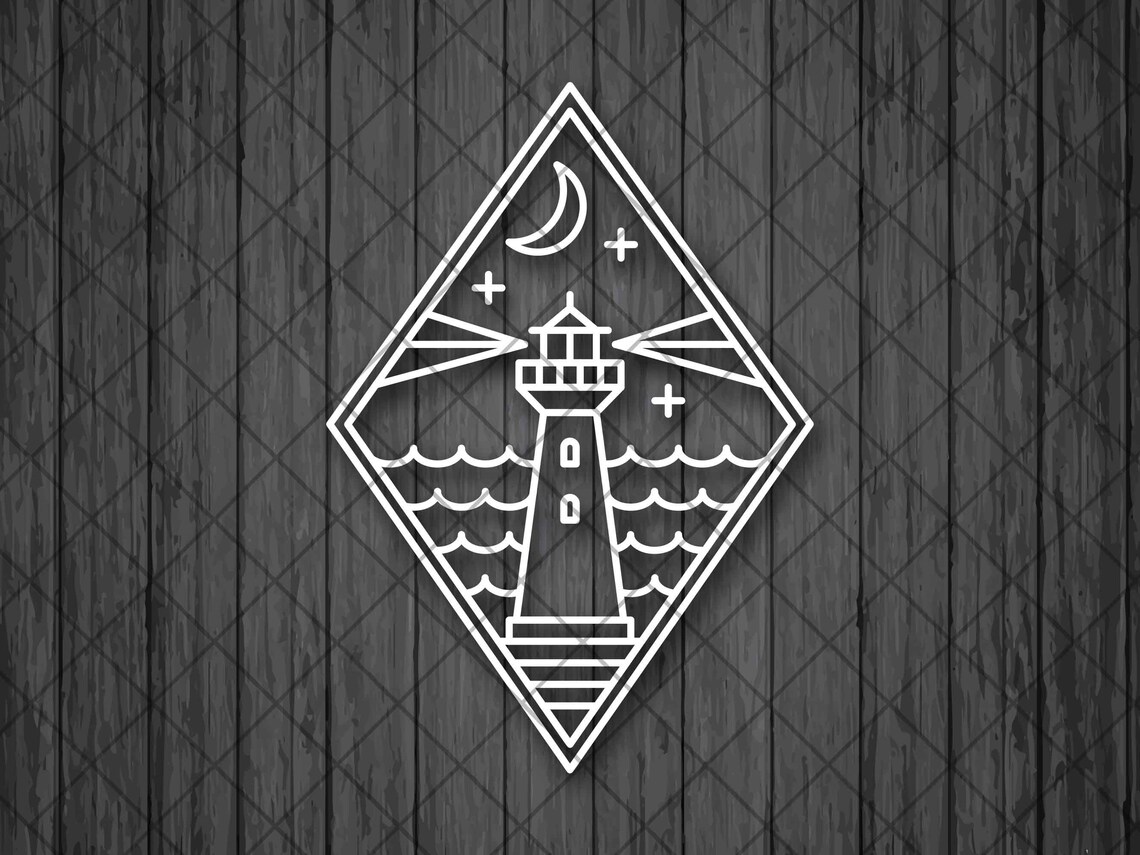 MOON LIGHTHOUSE OCEAN Line Drawing Vinyl Decal Sticker Sea | Etsy