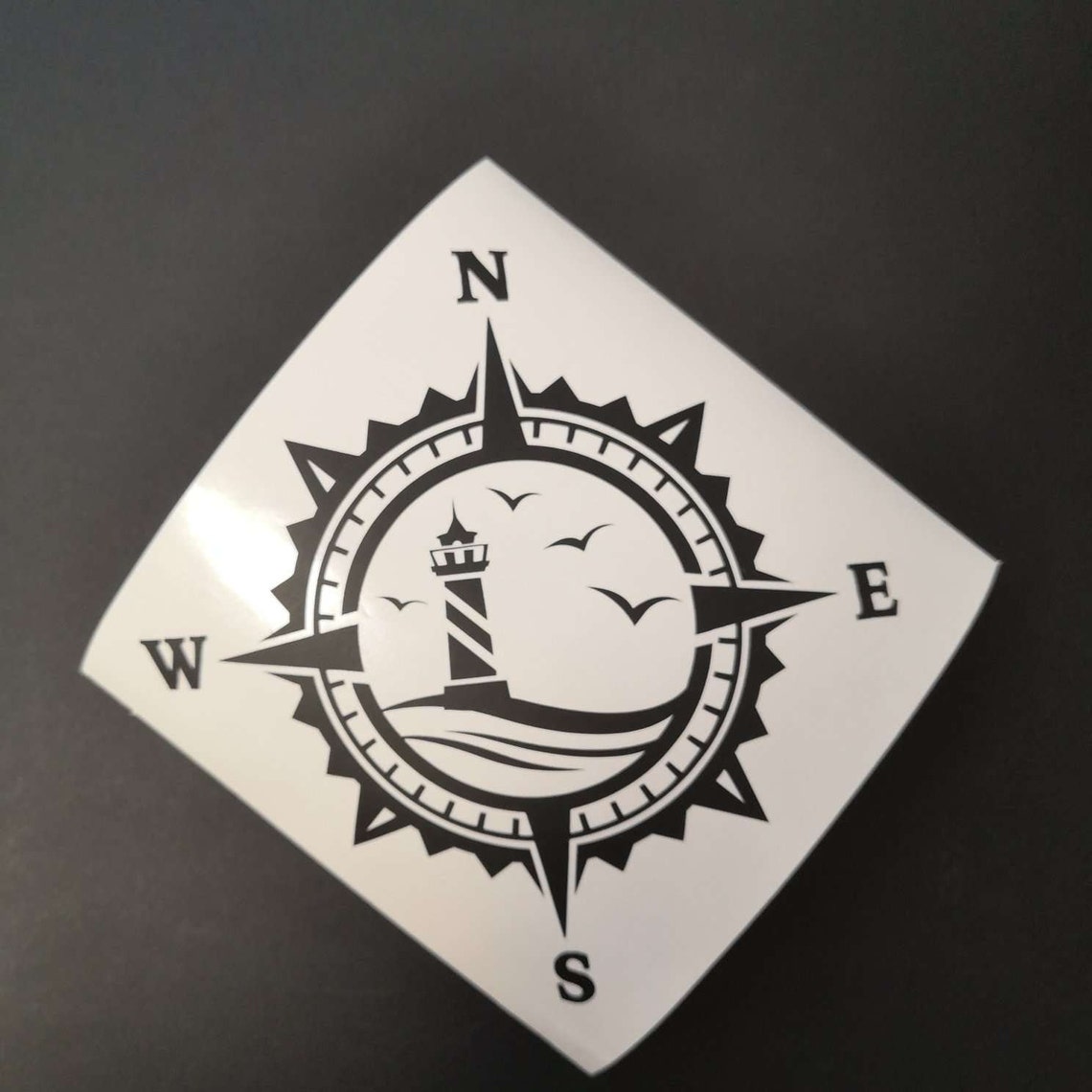 LIGHTHOUSE Vinyl Decal Sticker, Compass Rose Decal, Laptop Sticker, Sea ...