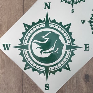 MERMAID Compass Vinyl Decal Sticker, Compass Rose, Ocean MERMAID Decal ...