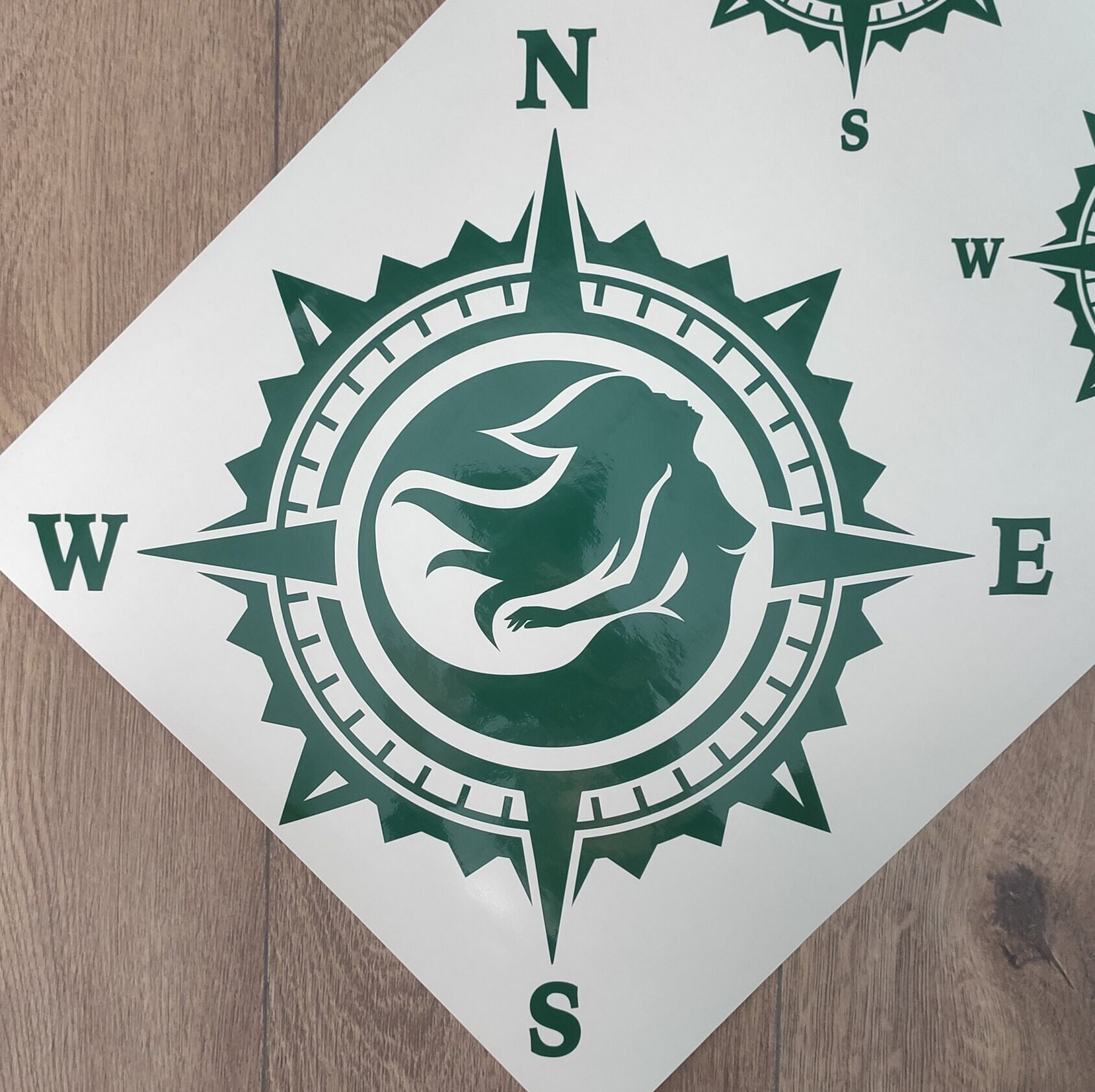 MERMAID Compass Vinyl Decal Sticker Compass Rose Ocean - Etsy