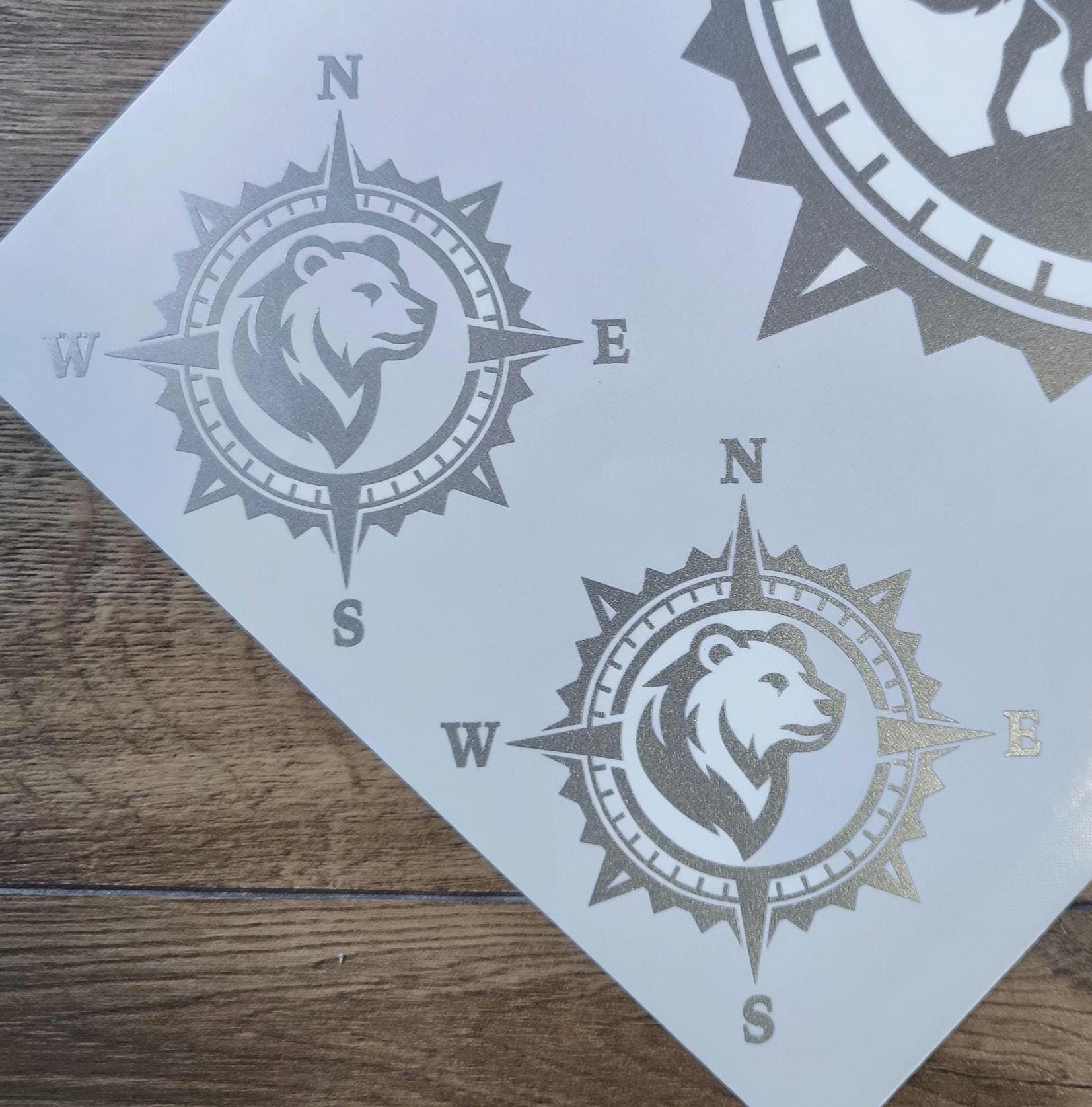 Bear Compass Vinyl Decal Sticker, Compass Rose, Mountain Decal, Truck ...