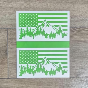 American Flag Mountain Forest Vinyl Decal Sticker, Top Quality Decal ...