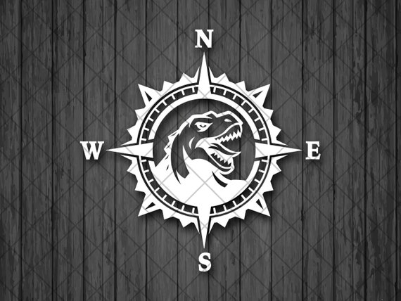 Dinosaur Compass Vinyl Decal Sticker Compass Rose T-REX | Etsy