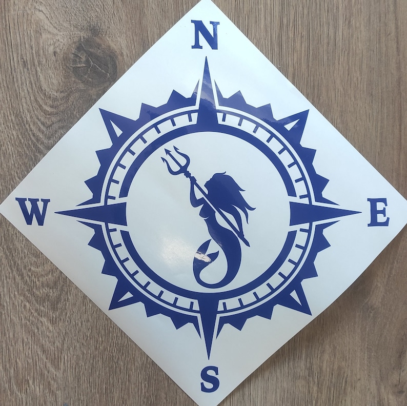 MERMAID Compass Vinyl Decal Sticker Sea Compass Rose Ocean - Etsy