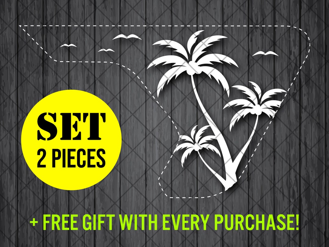 Palm Trees Beach Hawaiian Fender Vent Vinyl Decal Sticker, JL / JLU ...