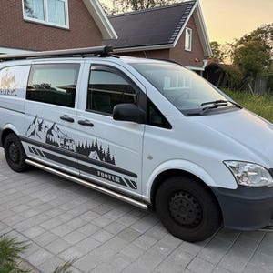 Custom Text Treeline Mountain COMPASS CAMPING Van Vinyl Decal Stickers ...