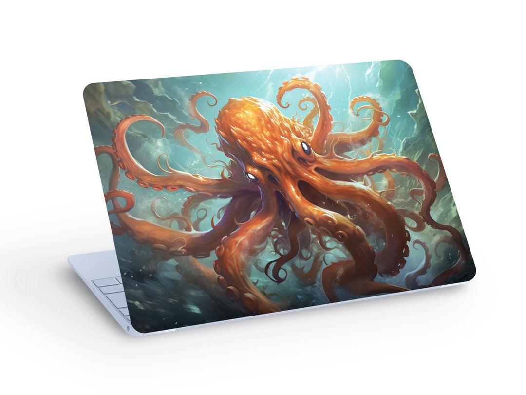 Angry OCTOPUS LAPTOP SKIN Decal Sticker, MacBook Skin, Octopus Laptop ...