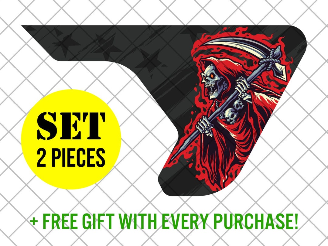Colorful Printed Grim Reaper Skull Death Skeleton Fender Vent Vinyl ...