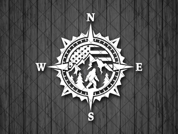 BIGFOOT USA Compass Vinyl Decal Sticker Compass Rose Bigfoot | Etsy