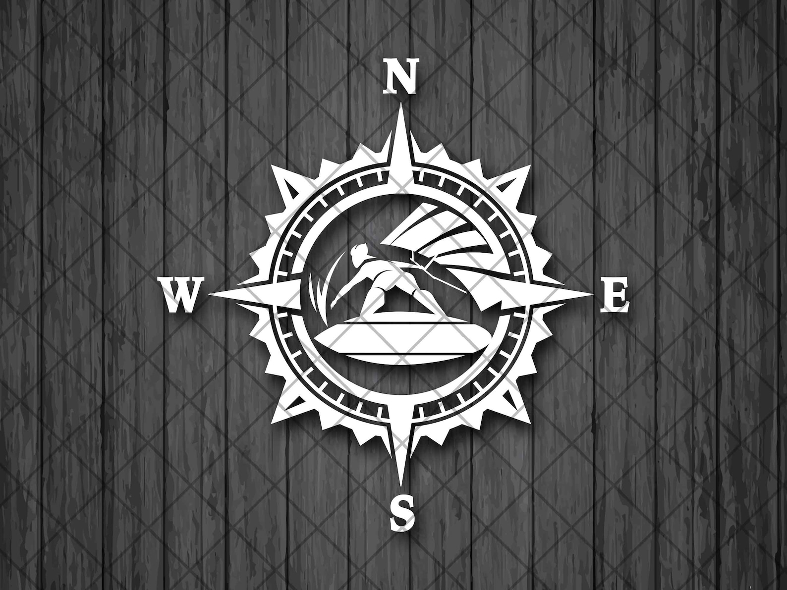 Kiteboarding Vinyl Decal Sticker, Watercraft Decal, Compass Rose Decal ...