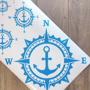 Anchor Compass Vinyl Decal Sticker, Compass Rose, Ship Captain Car ...