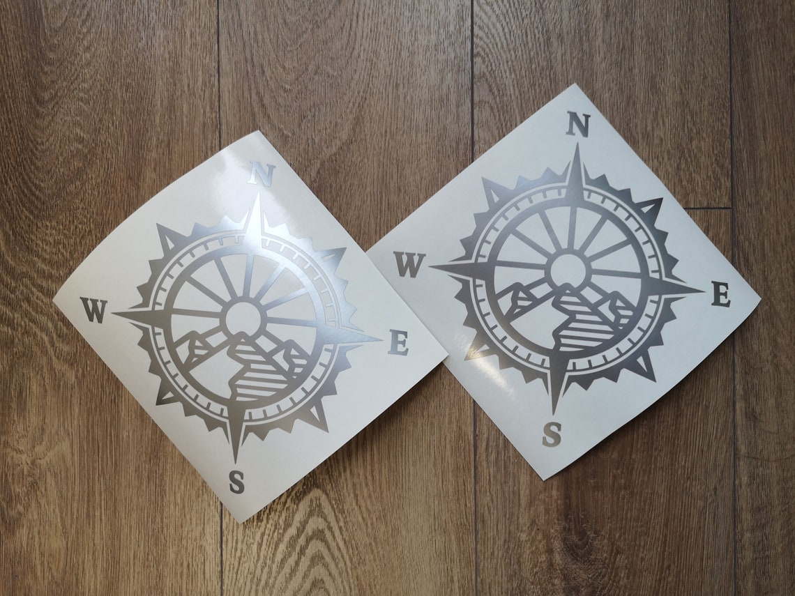 Mountain Sun Line Drawing Compass Vinyl Decal Sticker Nature | Etsy