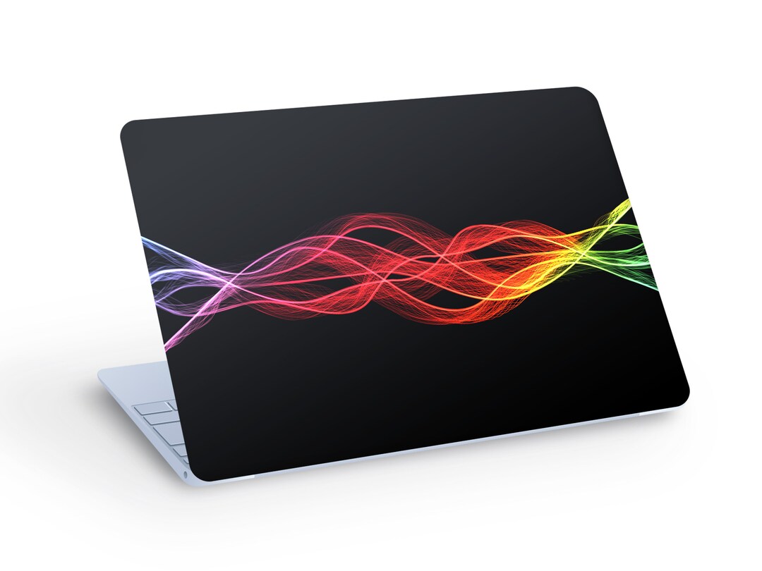 Colorful Wavy LAPTOP SKIN Decal Sticker, Colorful Abstract Waves Laptop ...