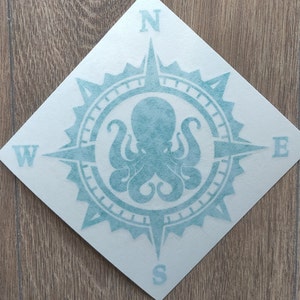 Octopus Compass Vinyl Decal Sticker, Compass Rose, Sailor Decal, Truck ...