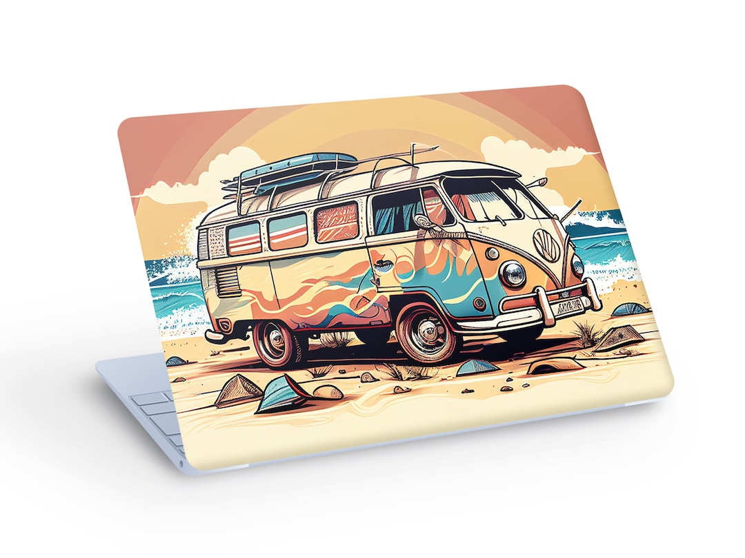 Cool Retro CAMPER Van LAPTOP SKIN Decal Sticker, Vanlife Beach Laptop ...