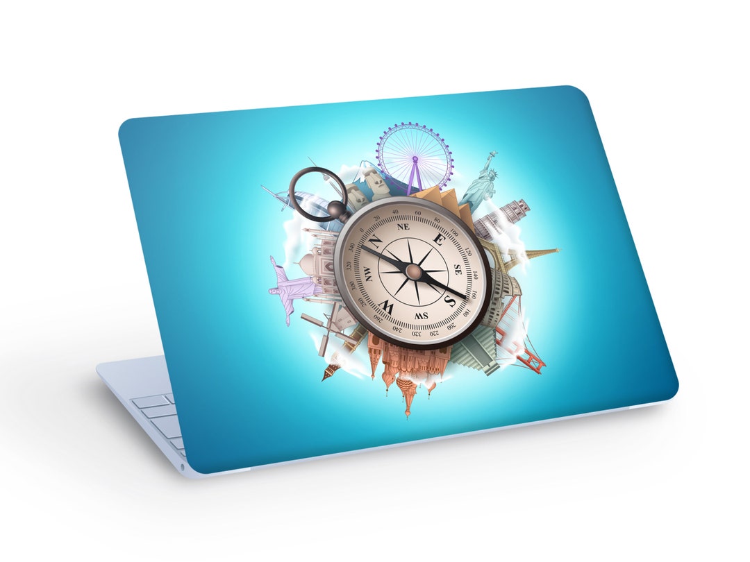 TRAVEL Around the World Laptop Skin, Adventure COMPASS MacBook Skin ...