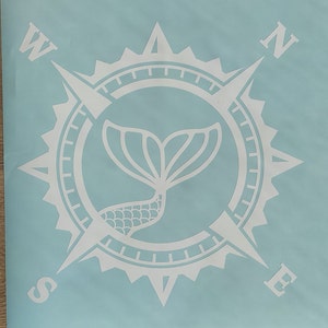 MERMAID Compass Vinyl Decal Sticker, Compass Rose, Ocean MERMAID Tail ...