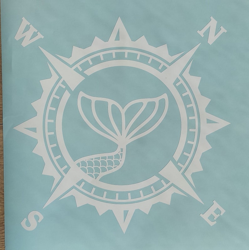 MERMAID Compass Vinyl Decal Sticker Compass Rose Ocean - Etsy