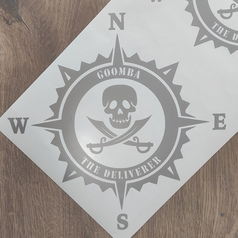 Pirate Skull Compass CUSTOM TEXT Vinyl Decal Sticker Compass - Etsy