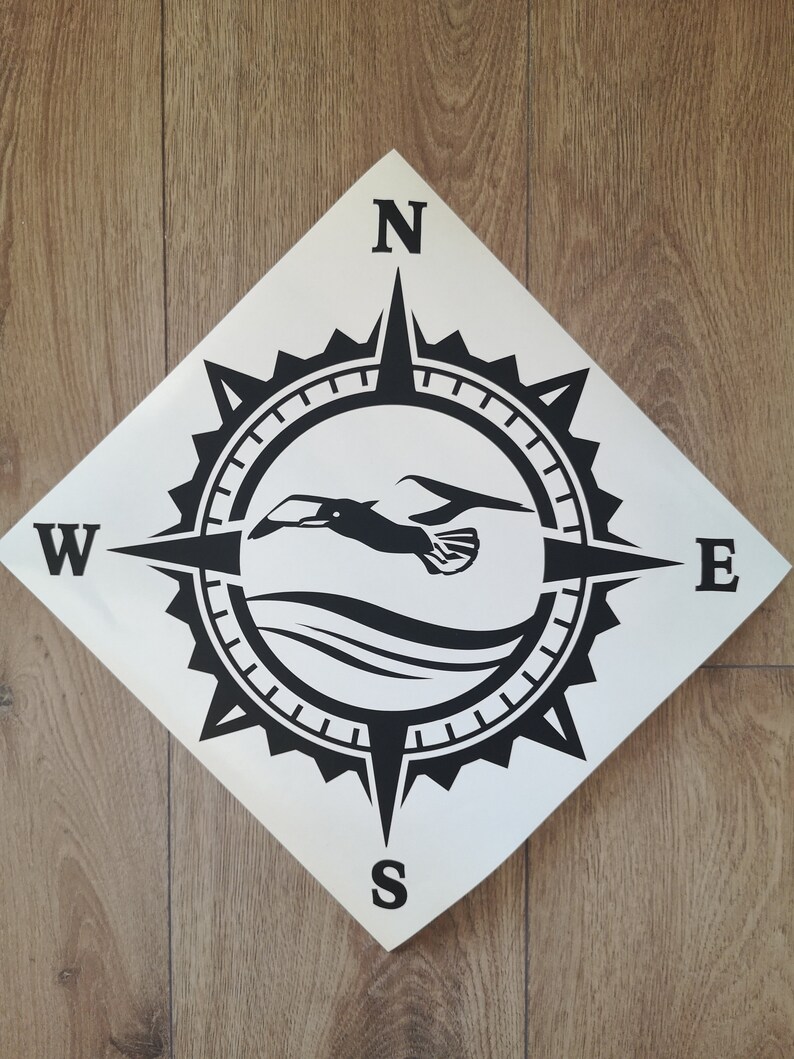 Seagull Compass Vinyl Decal Sticker Compass Rose Mountain - Etsy