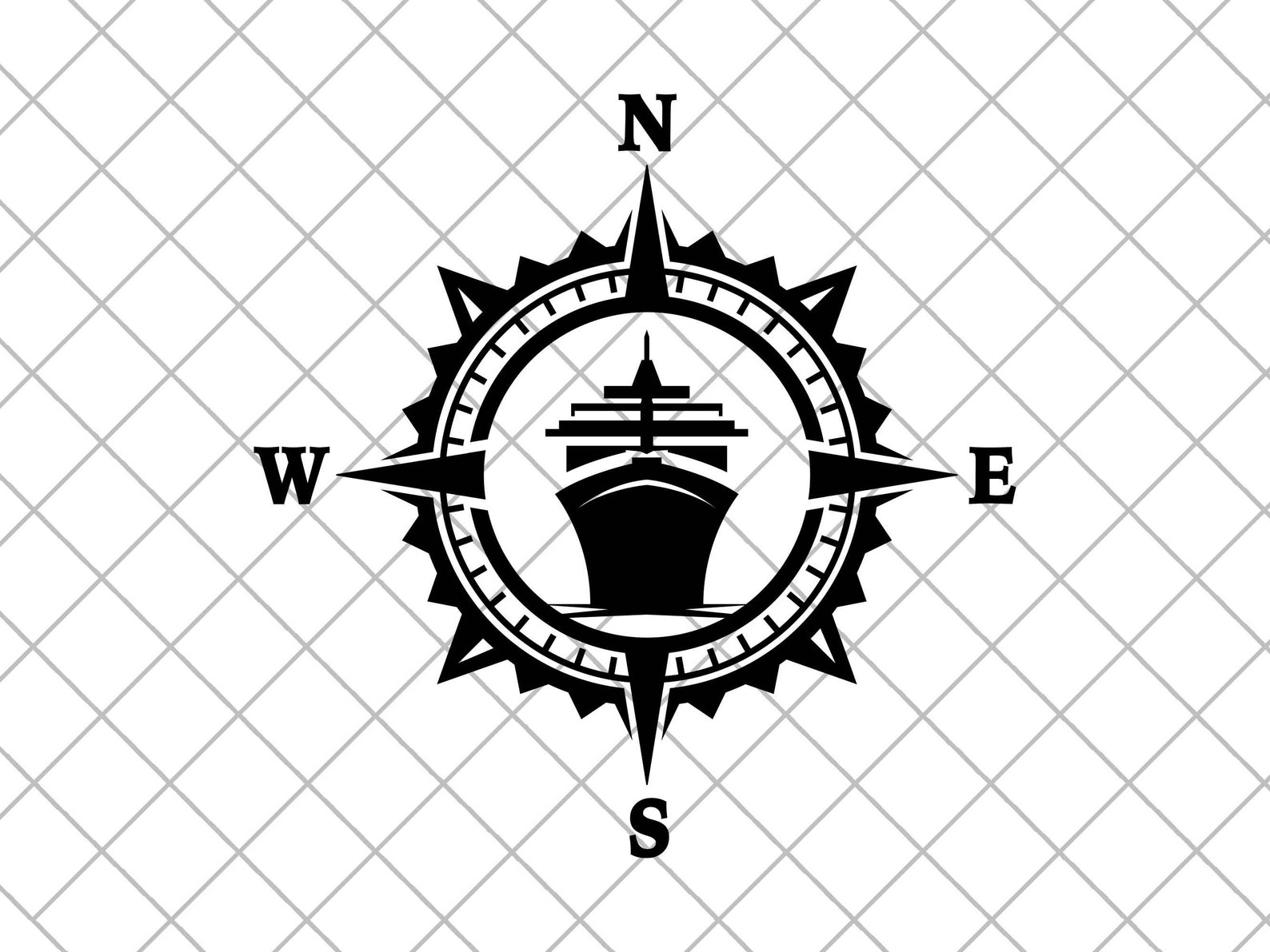 Ship Compass Vinyl Decal Sticker Compass Rose Ship Captain - Etsy