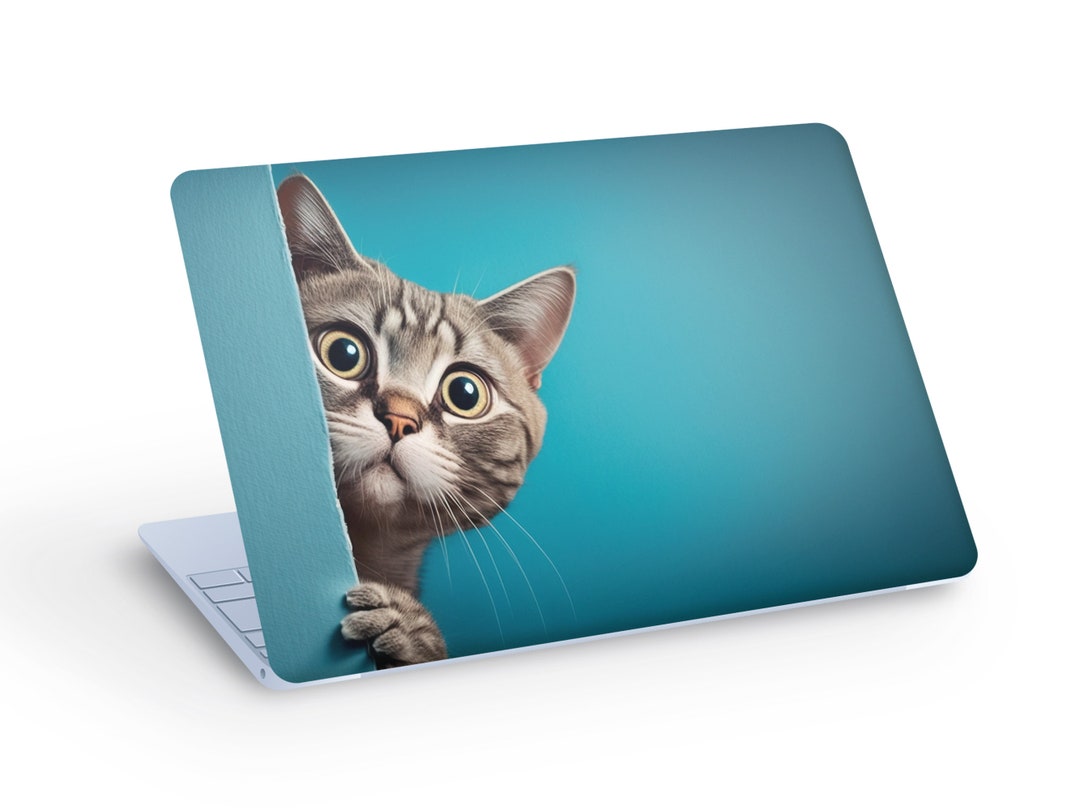 CAT Peeks Out LAPTOP SKIN Decal Sticker, Cute Cat Laptop Skin Decal ...