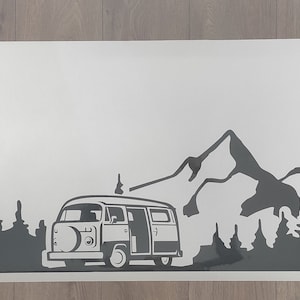 Treeline and Mountain COMPASS CAMPING Van Vinyl Decal Sticker, Camping ...