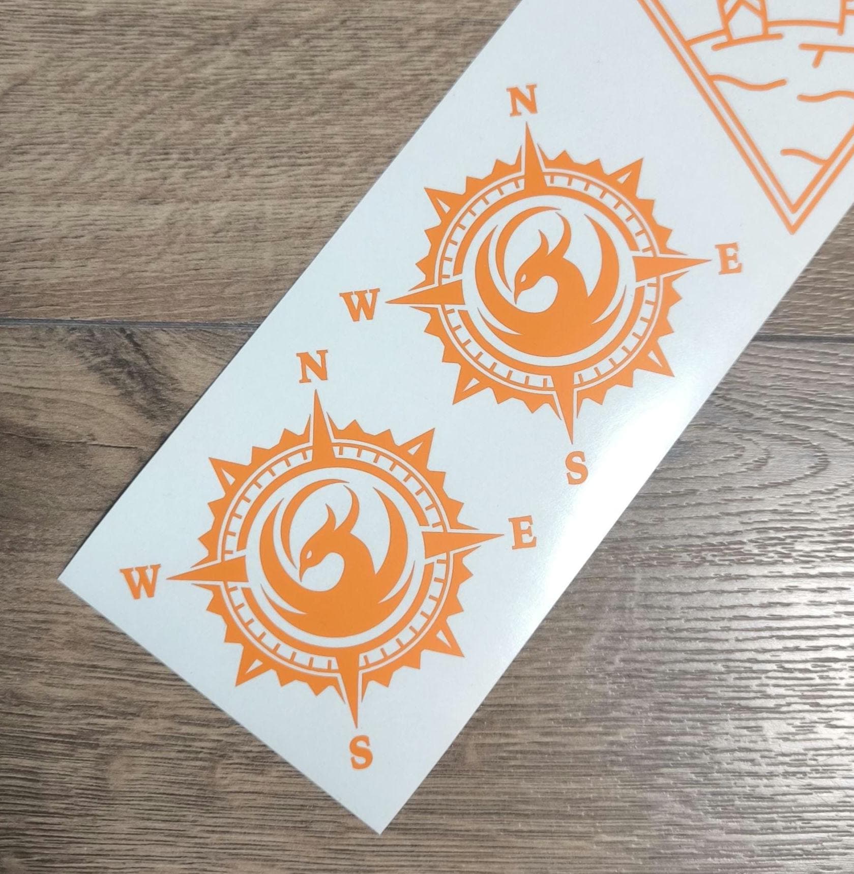 Phoenix Fire Bird Compass Vinyl Decal Sticker, Phoenix Decal, Compass ...