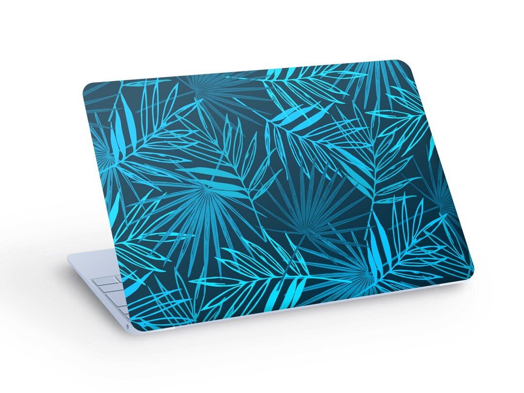 Blue Tropical LEAVES LAPTOP SKIN Decal Sticker, Tropical Plants Laptop ...