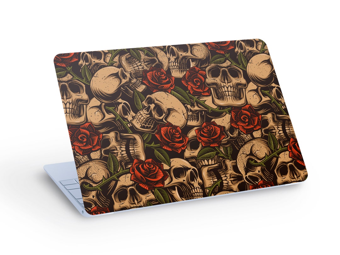 SKULLS & Roses LAPTOP SKIN Decal Sticker, Colorful Skulls and Roses ...