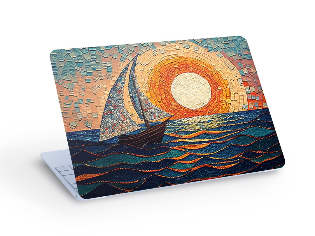 Boat in the Ocean at SUNRISE LAPTOP SKIN Decal Sticker, Painted ...