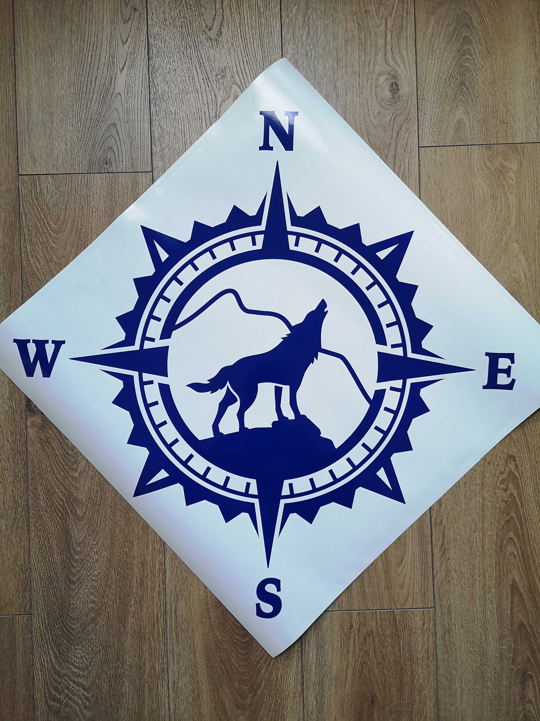 Mountain Wolf Compass Vinyl Decal Sticker, Compass Rose, Mountain Decal ...