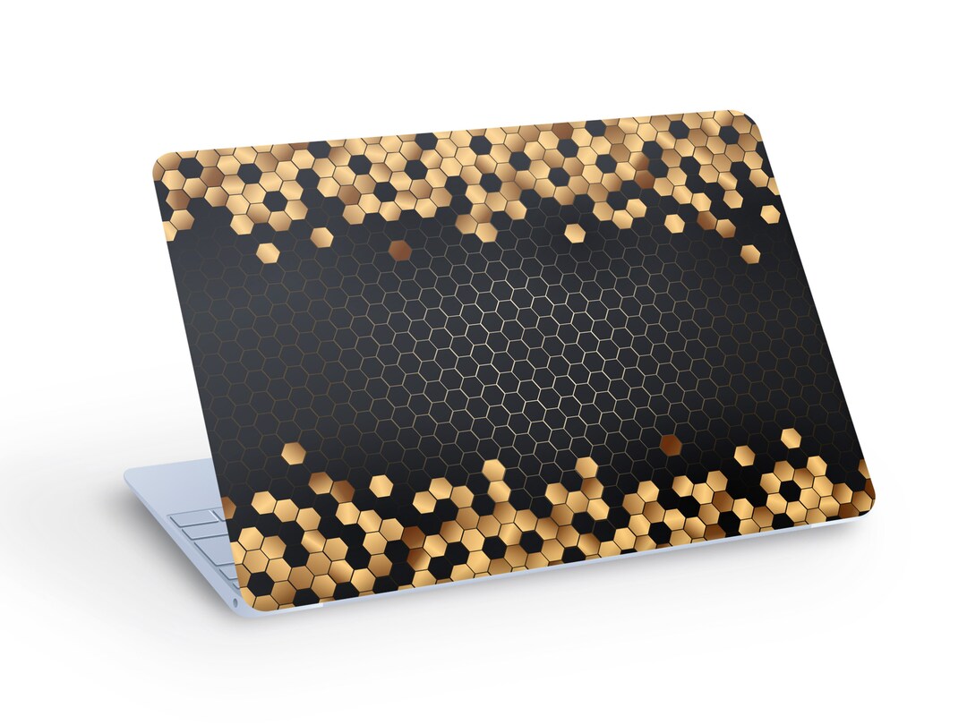 Gold HEXAGONS LAPTOP SKIN Decal Sticker, Honeycomb Laptop Skin Decal ...