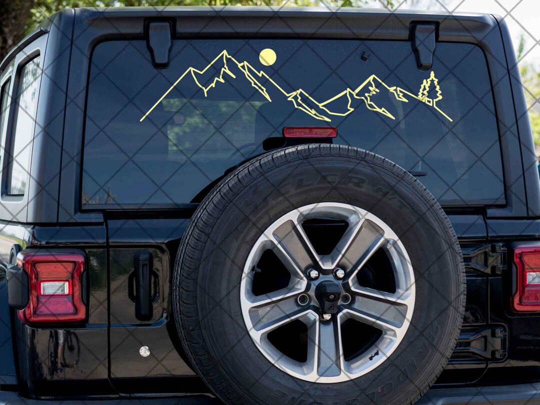 Line Art Mountain Range Vinyl Decal Sticker, Mountain Decal, Mountain ...